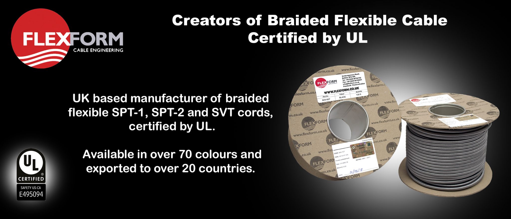 Flexform | Cable Manufacturer UK | Decorative Flexible Cables